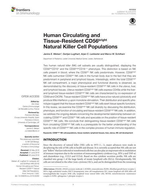 Pdf Human Circulating And Tissue Resident Cd56bright Natural Killer