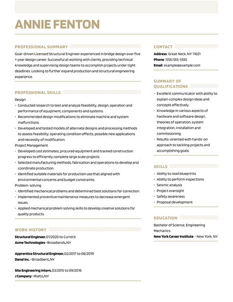 Structural Engineer Resume Examples