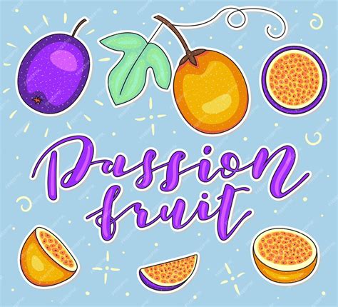 Premium Vector Passion Fruit Whole And Pieces Vector Stock