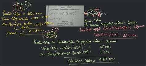 Total λmax nmQ Calculate λmax in UV spectrum of following comp