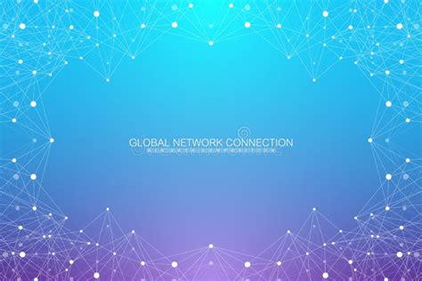 Technology Abstract Background With Connected Line And Dots Big Data Visualization Stock Vector