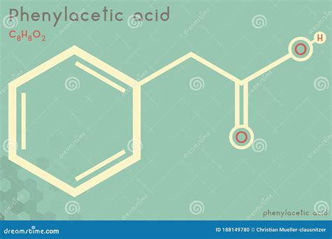 Infographic Of The Molecule Of Phenylacetic Acid Vector Illustration