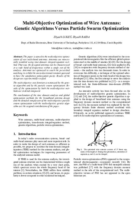 Pdf Multi Objective Optimization Of Wire Antennas Genetic Algorithms Versus Particle Swarm
