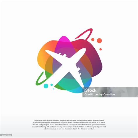 컬러 플라이 로고 디자인 컨셉 벡터 컬러풀 한 비행기 여행 로고 템플릿 로고에 대한 스톡 벡터 아트 및 기타 이미지 로고