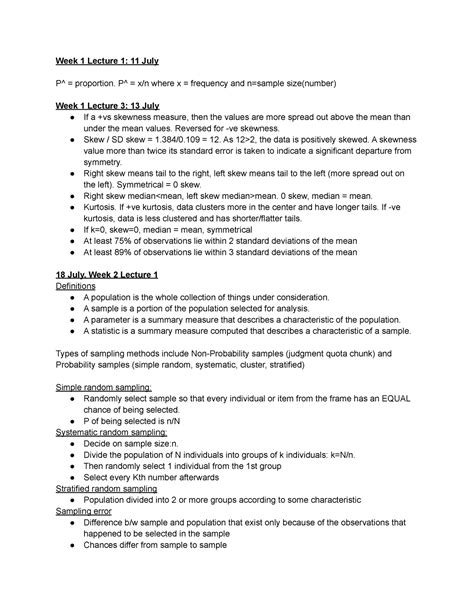 bsns112 lectures lecture notes week 1 lecture 1 11 july p proportion p x n where x