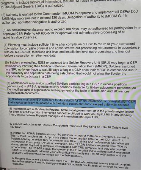 New Army Csp Restrictions Corrected Title R Skillbridge