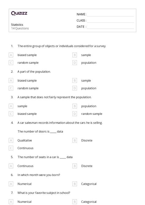 50 Statistics Worksheets For 4th Class On Quizizz Free And Printable