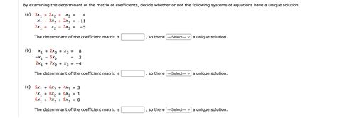 Solved By Examining The Determinant Of The Matrix Of Chegg