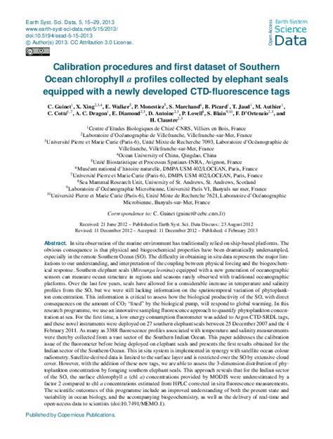 Pdf Calibration Procedures And First Dataset Of Southern Ocean