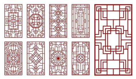 한국 전통 문과 창 장식 프리미엄 벡터 Asian Windows Japanese Patterns Chinese Patterns