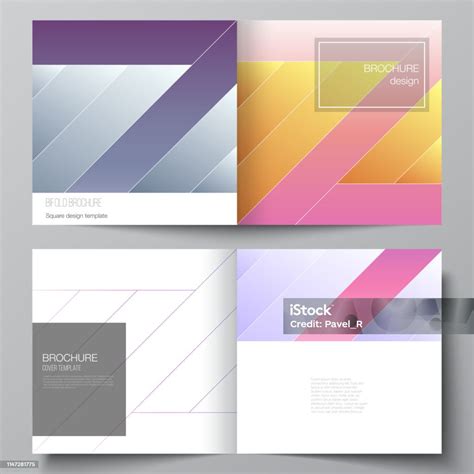 두 개의 커버 템플릿 편집 가능한 레이아웃의 벡터 일러스트 레이 션 정사각형 디자인 폴드 브로셔 잡지 전단지 소책자 창조적 인