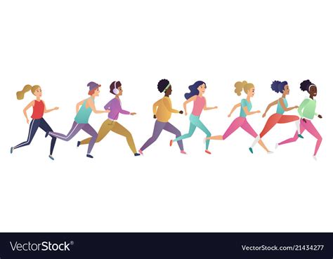 Jogging Running People Sport Running Group Vector Image