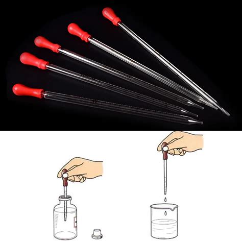 0 5ml 1ml 2ml 3ml 5ml Glass Pipette With Rubber Bulb Laboratory Tools Chemistry Dropper