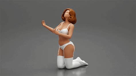 3d File Sexy Girl In Bikini Lingerie Sitting On Her Knees・3d Print