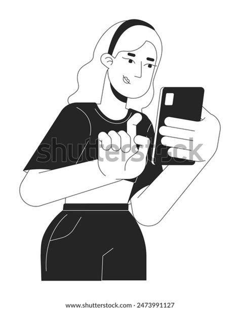 Blonde Young Woman Typing Mobile Phone Stock Vector Royalty Free 2473991127 Shutterstock