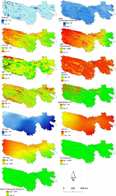 Spatial Patterns Of The Indicators Used For Monitoring The Ecosystem Download Scientific
