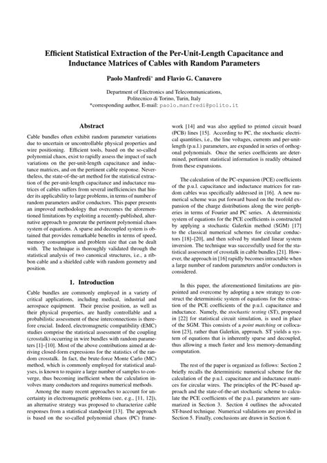 Pdf Efficient Statistical Extraction Of The Per Unit Length