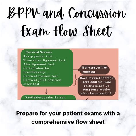 Bppv And Concussion Exam Flow Sheet Etsy