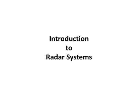 Introduction To Radar Systems Course At Glenda Macon Blog
