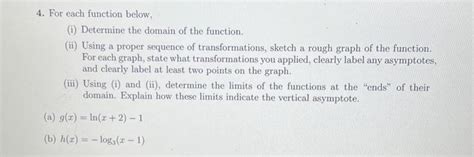 Solved 4 For Each Function Below I Determine The Domain