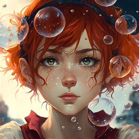 Premium Ai Image Anime Girl With Red Hair And Red Hair Blowing