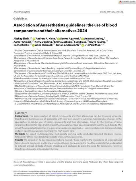 Anaesthesia 2025 Shah Association Of Anaesth250111074808 Pdf