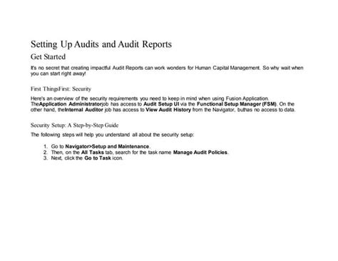 Setting Up Audits And Audit Reports Fusion Cloud Docx