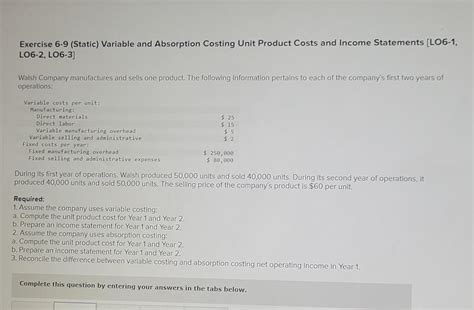 solved exercise 6 9 static variable and absorption costing