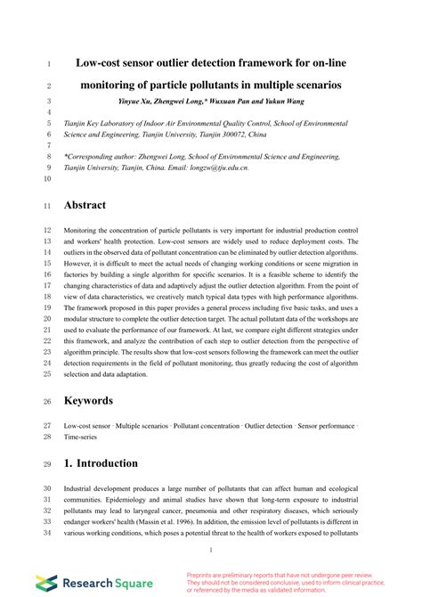 Pdf Low Cost Sensor Outlier Detection Framework For On Line Monitoring Of Particle Pollutants