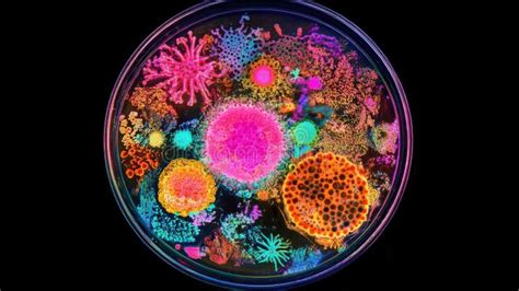 Vibrant Microscopic Life A Colorful World Under The Microscope Stock
