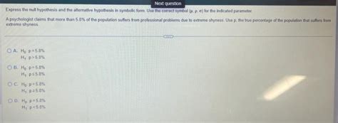 Solved Express The Null Hypothesis And The Alternative Chegg Com