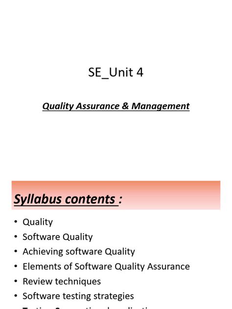 Se Unit 4 Pdf Quality Assurance Software Quality
