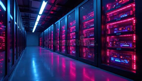 Sleek Vibrant Server Racks Glow In Futuristic Data Center Data Futuristic Architecture