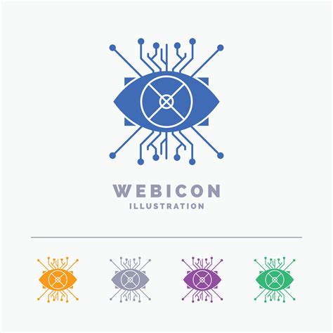 Ar Augmentation Cyber Eye Lens 5 Color Glyph Web Icon Template Isolated On White Vector