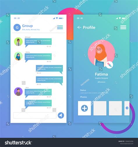 Chat Application Ui Template Mobile Design Stock Vector Royalty Free Shutterstock