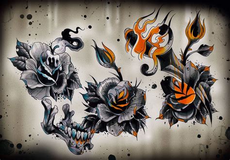 Dark Flash Sheet Nr1 Tattoo Flash Art Traditional Tattoo Flash Flash Tattoo