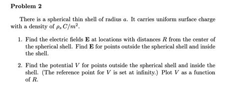 Solved Problem 2there Is A Spherical Thin Shell Of Radius A