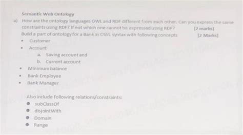 Solved Semantic Web Ontology A How Are The Ontology