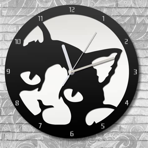 Настенные часы деревянные бесшумные животные кошка 583 купить по низкой цене в интернет