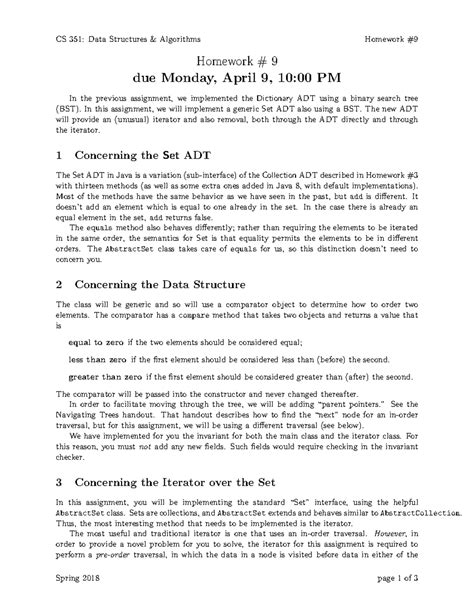 Programming Assignment 9 For Cs 351 Cs 351 Data Structures And Algorithms Homework Homework