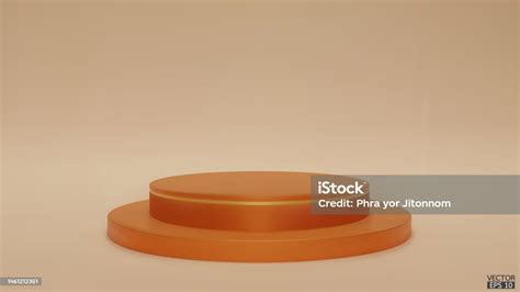 스튜디오 배경에 빛나는 주황색 둥근 받침대 주황색 제품을 보여주기 위한 빈 디스플레이 또는 클린룸 연단 전시 또는 쇼케이스를 위한 미니멀리스트 모형 3d 벡터 그림입니다 0