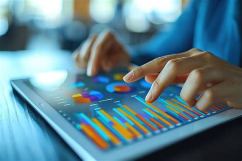Professional Analyzing Colorful Statistical Data Graphs On A Digital Tablet Highlighting