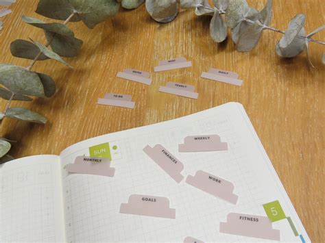Basic Tab Set Stickers Frosted Vellum Divider Tab Labels Clear Planner Sticker Accessories