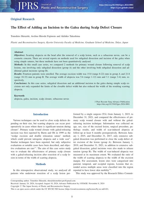 Pdf The Effect Of Adding An Incision To The Galea During Scalp Defect Closure
