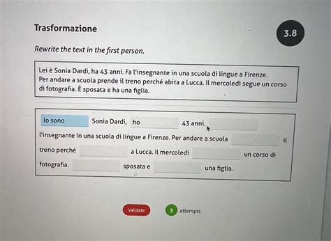 HELP ME SOLVE THIS FOR ITALIAN Chegg