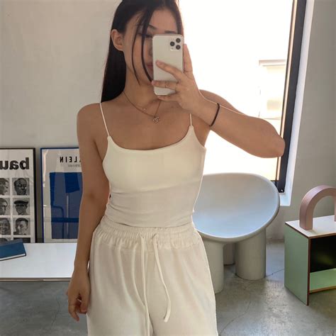 시클리 패드내장 겨울 이너 도톰 기모 여리여리 내장캡 끈 얇은 글램핏 나시 4color 란제리탑