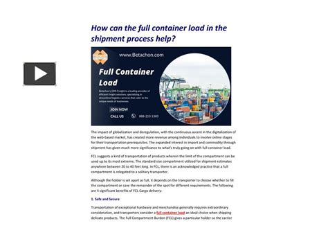 Ppt How Can The Full Container Load In The Shipment Process Help Powerpoint Presentation