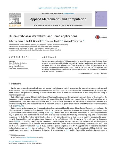 Pdf Hilfer Prabhakar Derivatives And Some Applications