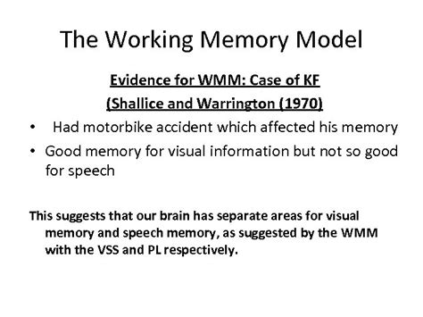 PSYA 1 Memory Working Memory Model Baddeley And