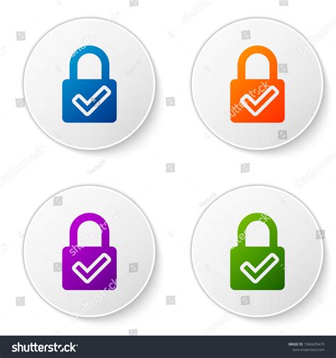 Color Open Padlock Check Mark Icon Stock Vector Royalty Free